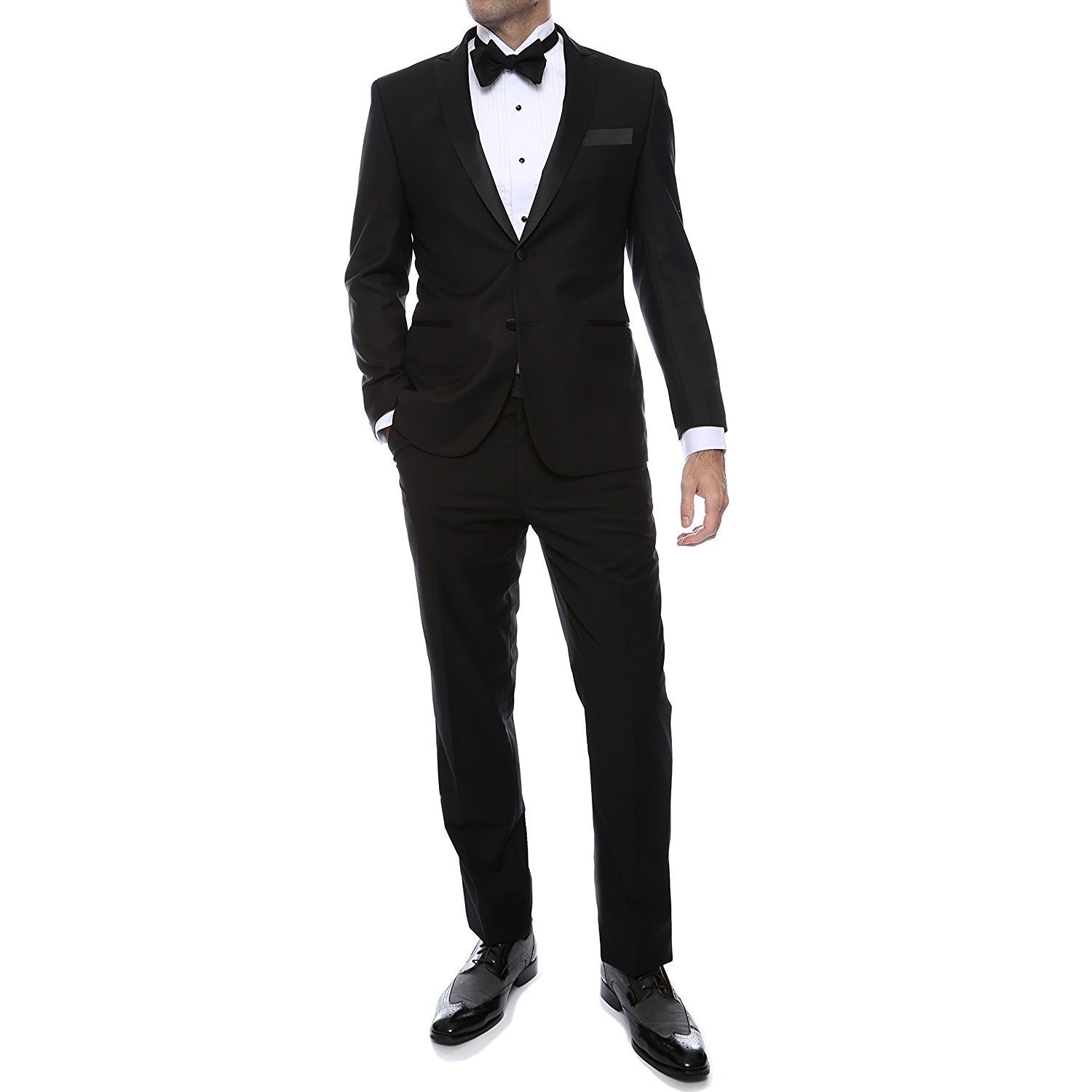 London Fog Men's Peak Lapel Regular Fit Two Piece Tuxedo Suit | eBay