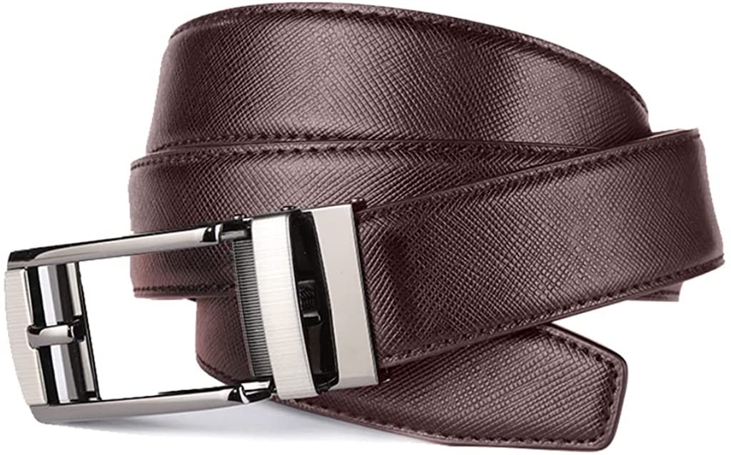 ROXONI Men's 2 Pack Ultra Soft Geniune Leather Ratchet Dress Belt with ...