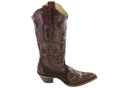 Pre-owned Corral Boots Corral Women's Python Crystal Cross Pointed Toe ...