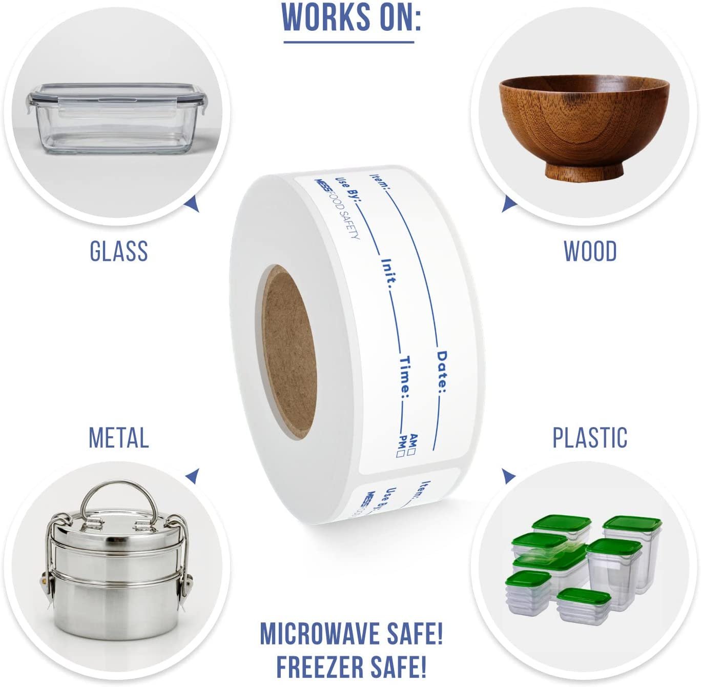 MESS Dissolvable Food Container Labels - 200/Roll - Multiple Sizes | eBay