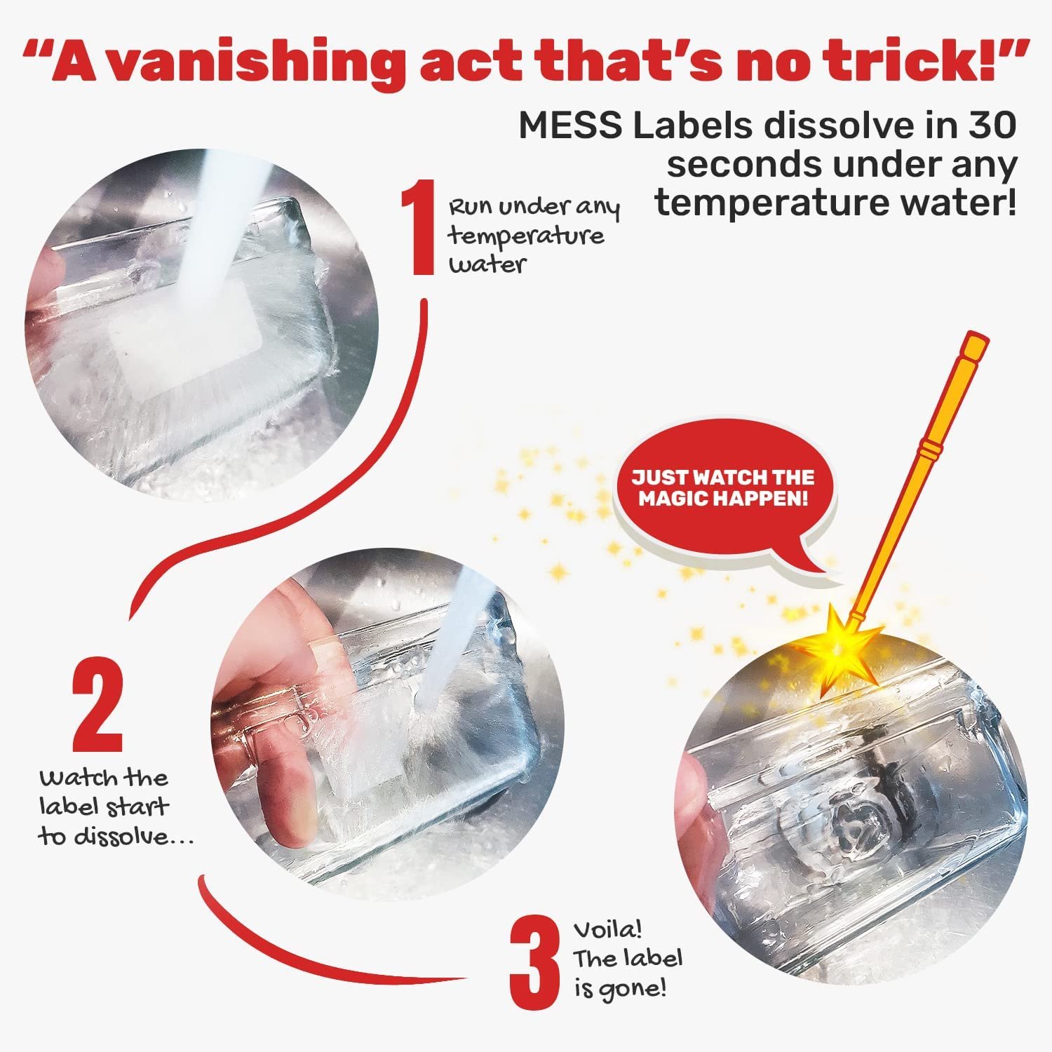 MESS Dissolvable Food Container Labels - 200/Roll - Multiple Sizes | eBay