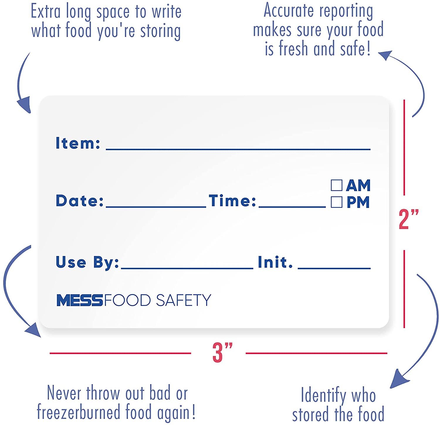 MESS Dissolvable Food Container Labels - 200/Roll - Multiple Sizes | eBay