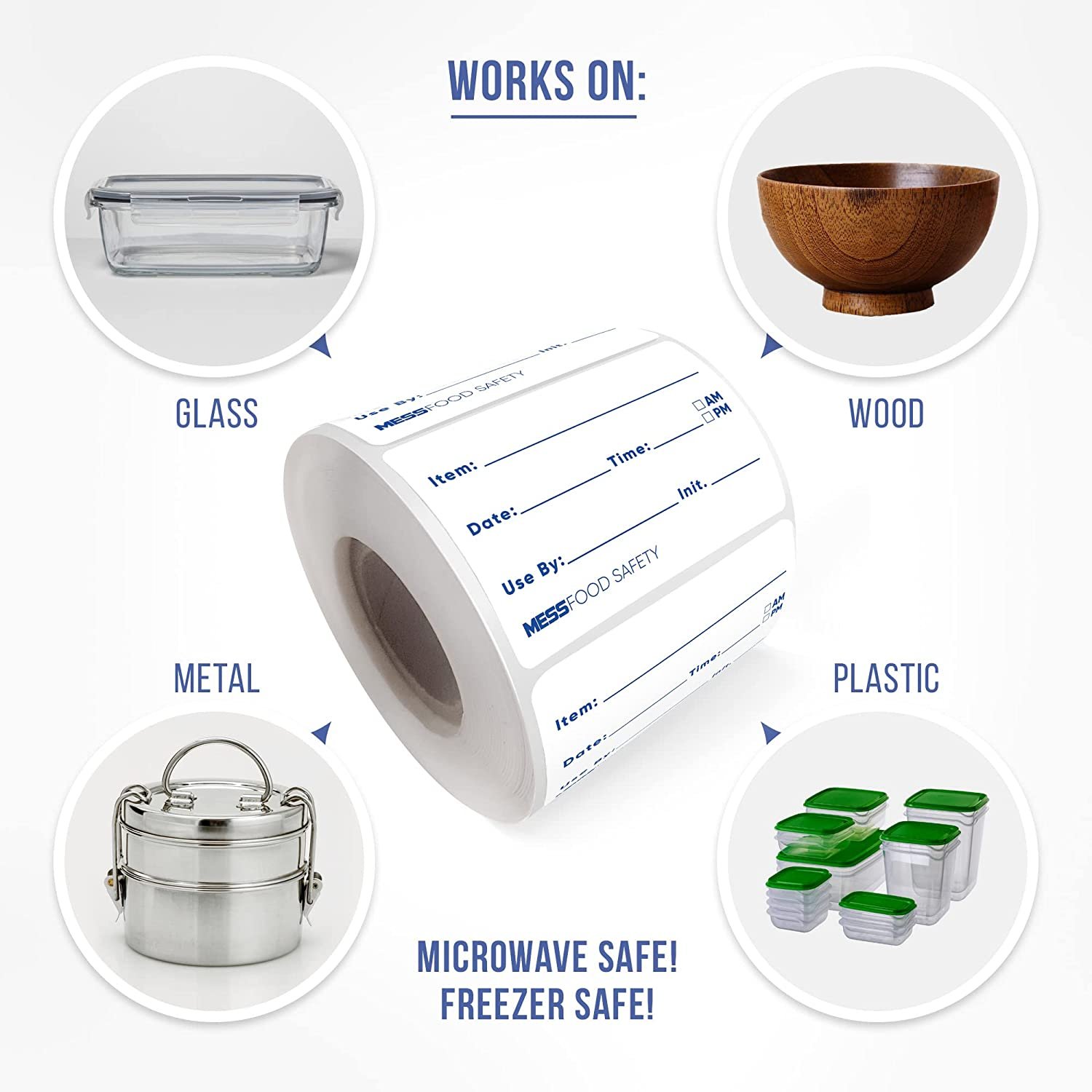 MESS Dissolvable Food Container Labels - 200/Roll - Multiple Sizes | eBay