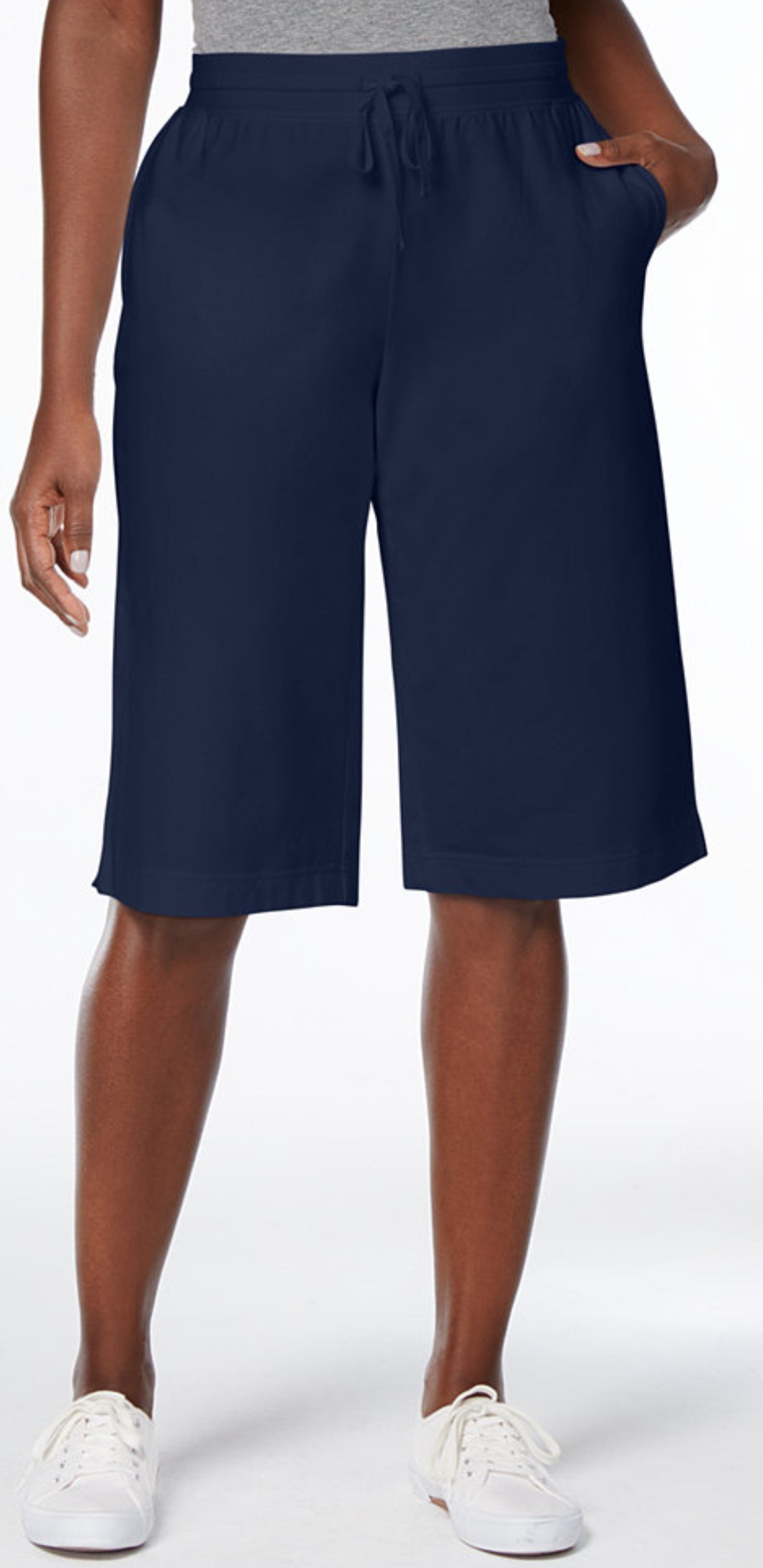 KAREN SCOTT Petite Drawstring Skimmer Shorts Blue Large PL NWT | eBay
