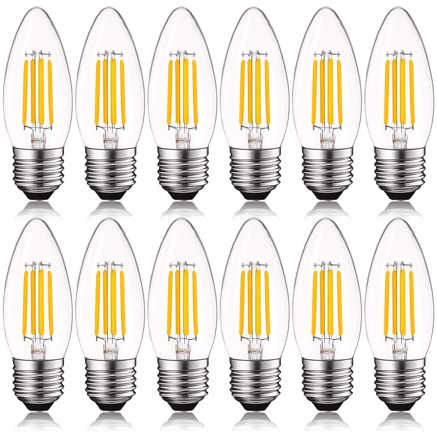 Luxrite E26 LED Candle Bulbs 60W Equivalent 2700K 550lm Dimmable 12 ... Luxrite E26 LED Candle Bulbs 60W Equivalent 2700K 550lm Dimmable 12 ...