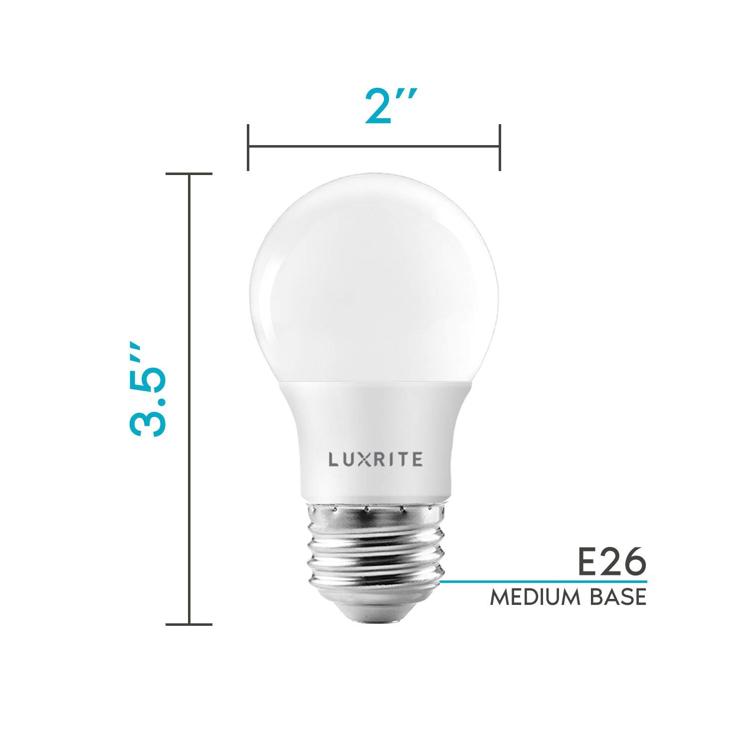 Luxrite A15 LED Light Bulb 40W Equivalent Dimmable 4000K 600lm E26 Base ...
