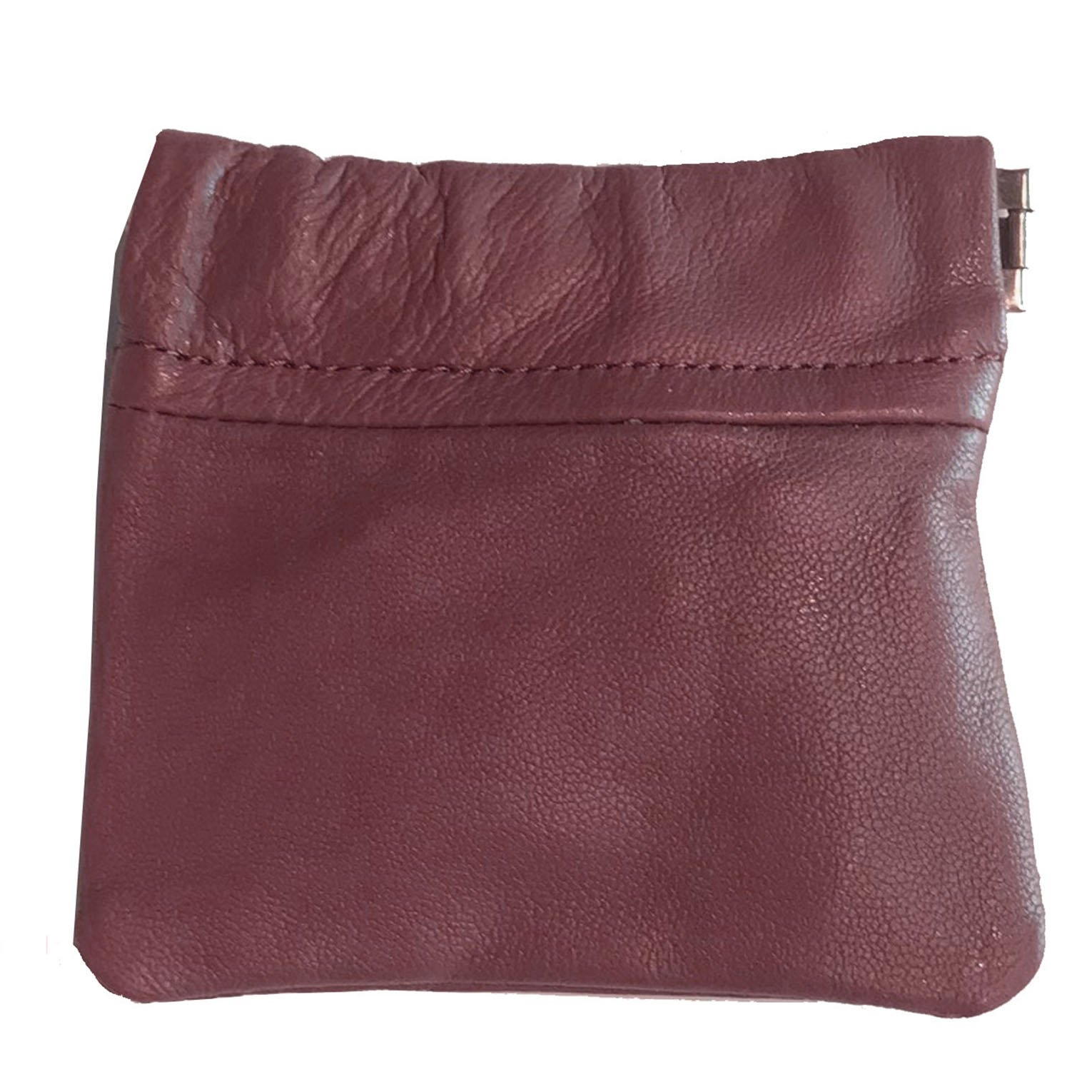 SILVERFEVER Leather Coin Purse Change Holder Squeeze Spring Closure ...