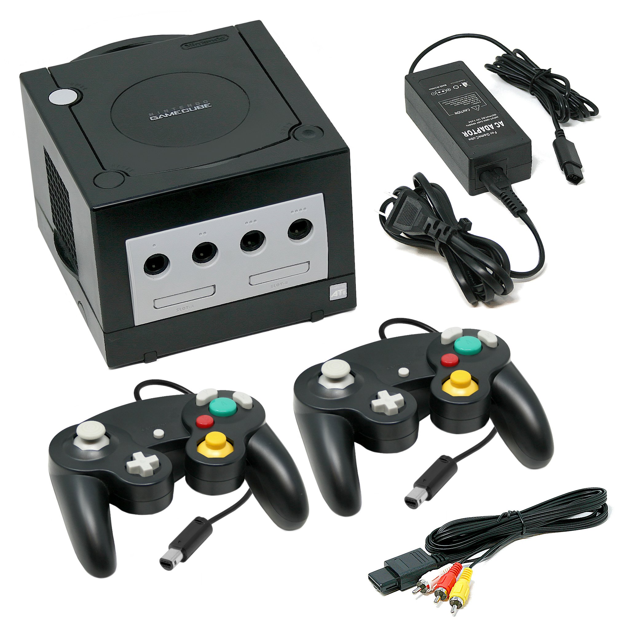 Authentic GameCube Console System Black + Pick Controllers & Cables ...